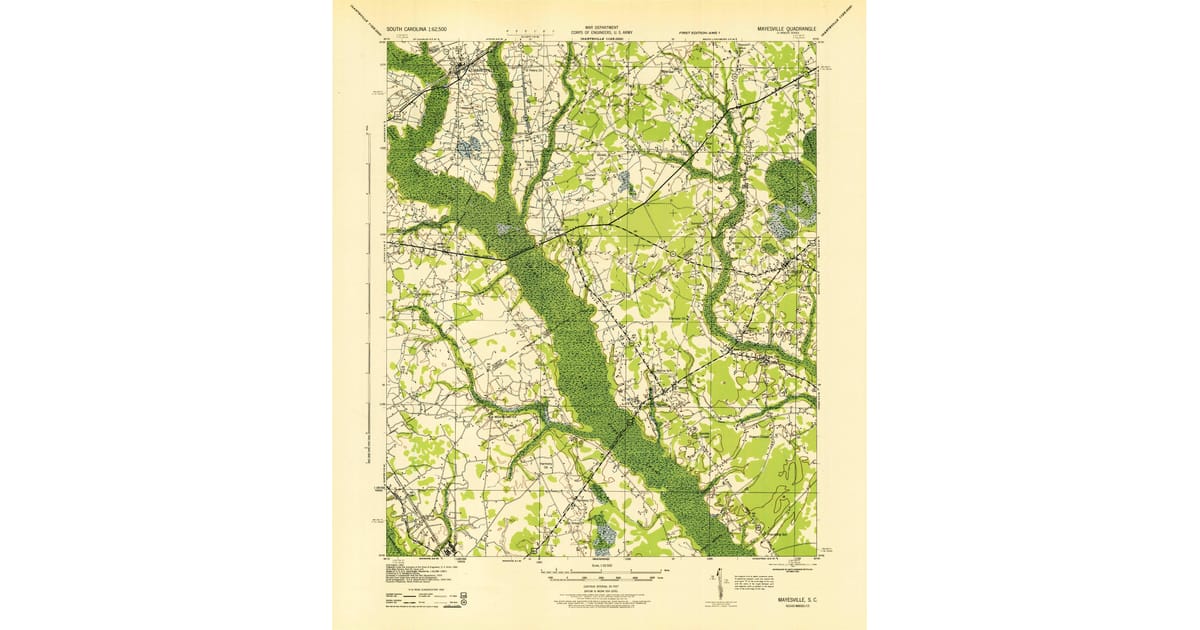 1943 Map of Mayesville, SC — High-Res | Pastmaps