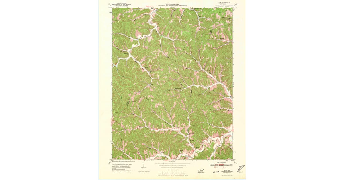 1953 Map of Mazie, Lawrence County, KY — High-Res, 1972 Print | Pastmaps