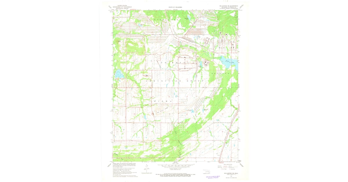 1967 Map of Mc Alester SW, Pittsburg County, OK — High-Res | Pastmaps