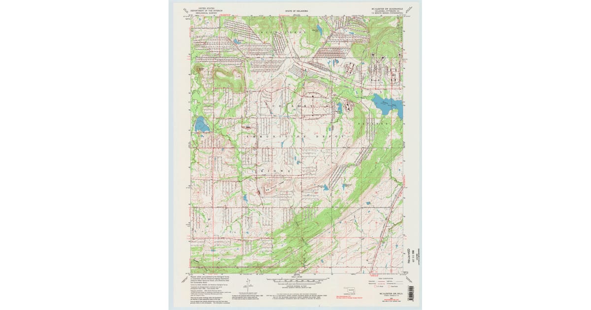 1967 Map of Mc Alester SW, Pittsburg County, OK — High-Res, 1980 Print ...