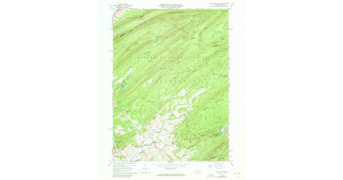 1963 Map of Mc Alevys Fort, Huntingdon County, PA — High-Res, 1973 ...