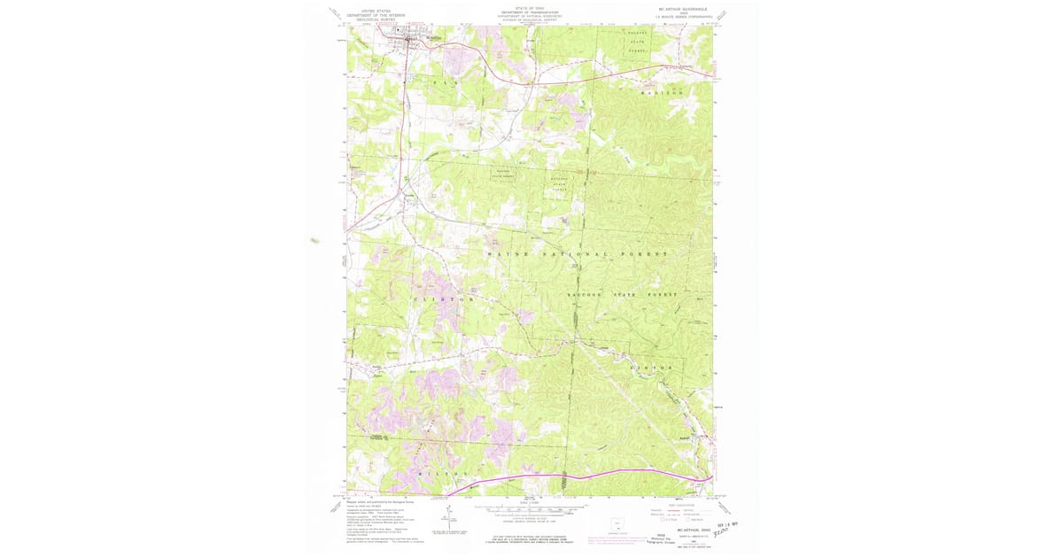 1961 Map of Mc Arthur, Vinton County, OH — High-Res | Pastmaps