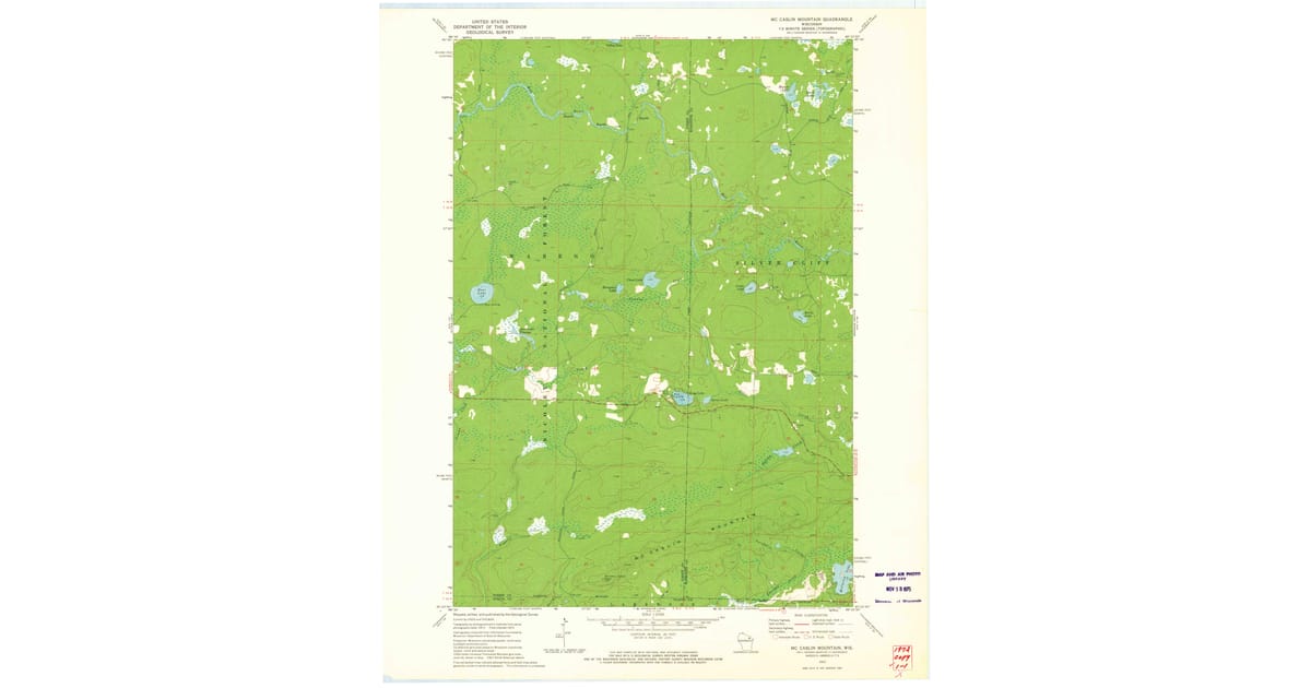 1972 Map of Mc Caslin Mountain, Forest County, WI — High-Res | Pastmaps