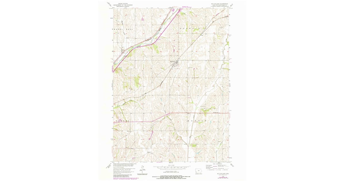 1956 Map of Mc Clelland, Pottawattamie County, IA — High-Res, 1984 ...