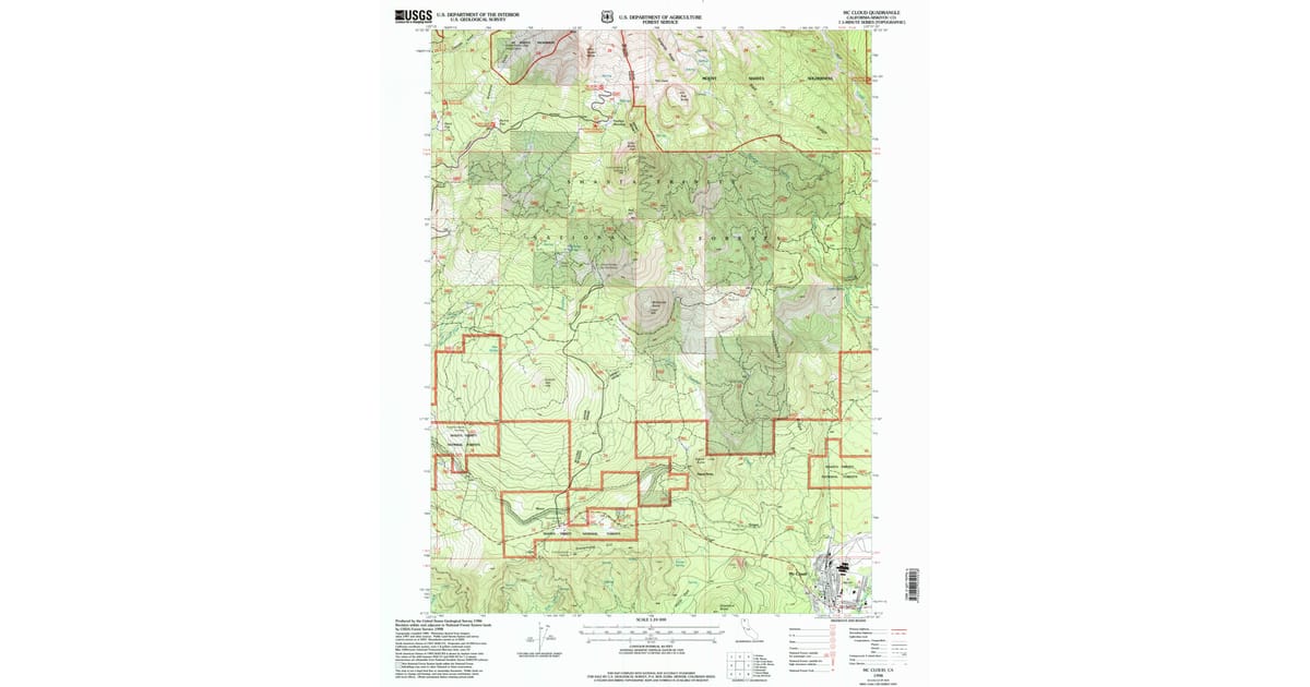 1998 Map of Mc Cloud, Siskiyou County, CA — High-Res | Pastmaps