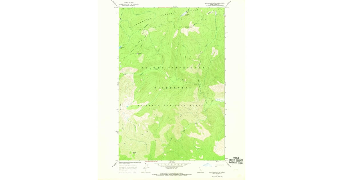 1966 Map of Mc Connell Mtn, Idaho County, ID — High-Res, 1969 Print ...