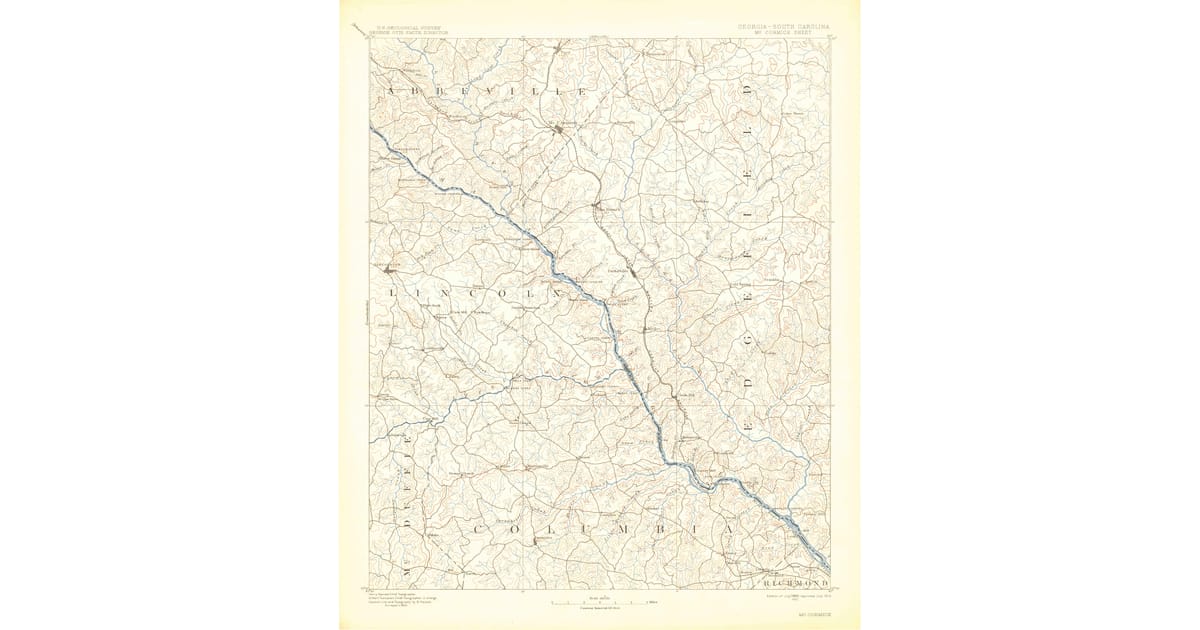 1892 Map of Mc Cormick, Richmond County, GA — High-Res, 1913 Print ...