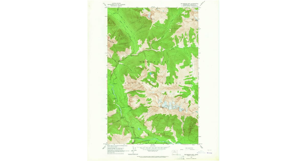 1963 Map of Mc Gregor Mtn, Chelan County, WA — High-Res | Pastmaps