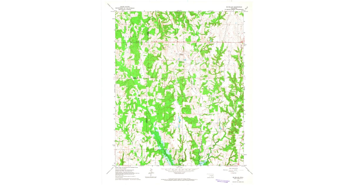 1963 Map of Mc Millan, Marshall County, OK — High-Res | Pastmaps