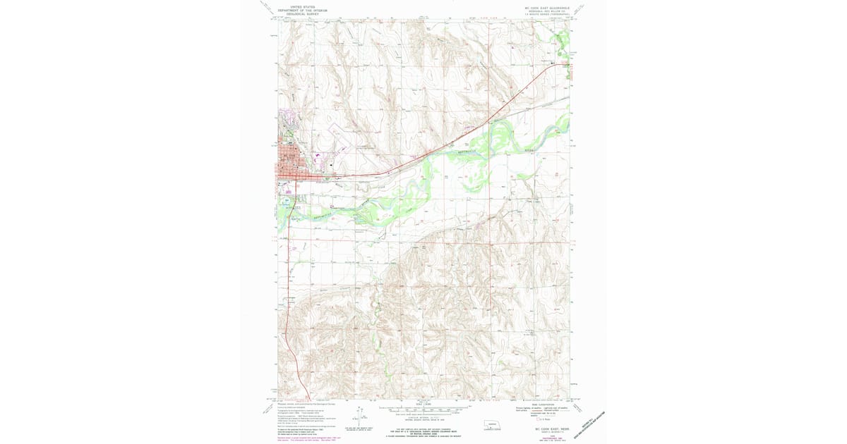 1970 Map of McCook East, Red Willow County, NE — High-Res, 1983 Print ...