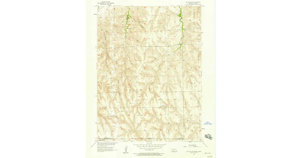 1957 Map of McCook SW, Red Willow County, NE — High-Res | Pastmaps