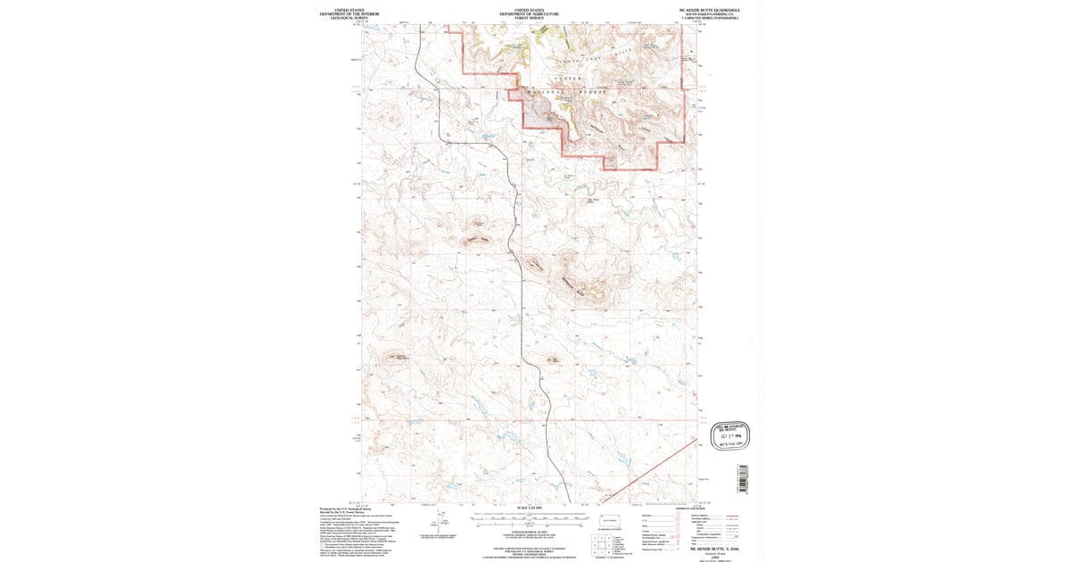 1993 Map of McKenzie Butte, Harding County, SD — High-Res | Pastmaps