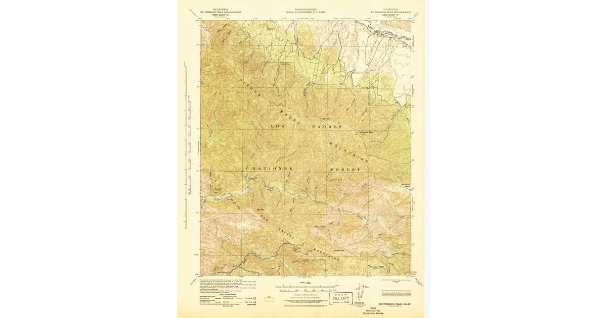 1943 Map of McPherson Peak, Santa Barbara County, CA — High-Res | Pastmaps
