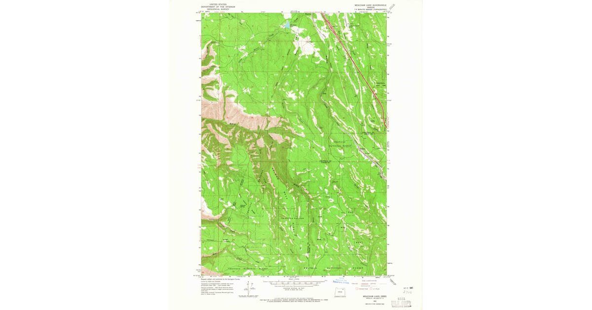 1963 Map of Meacham Lake, Umatilla County, OR — High-Res | Pastmaps