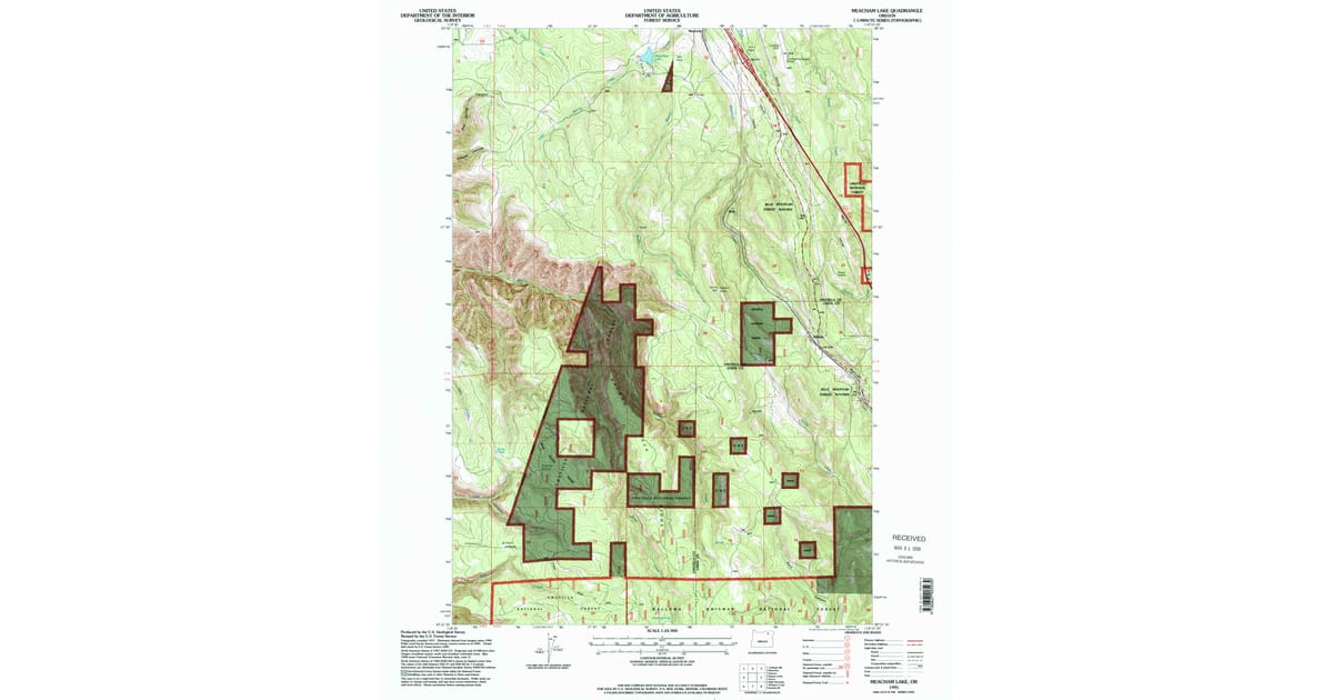 1995 Map of Meacham Lake, Umatilla County, OR — High-Res | Pastmaps