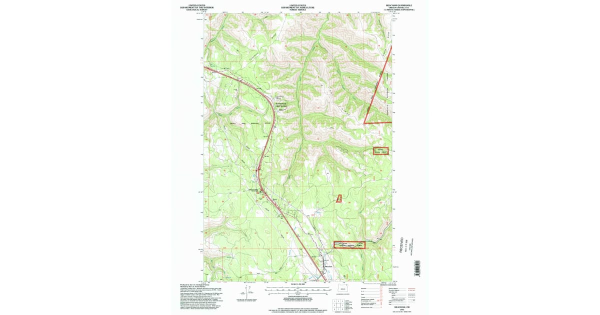 1995 Map of Meacham, OR — High-Res | Pastmaps