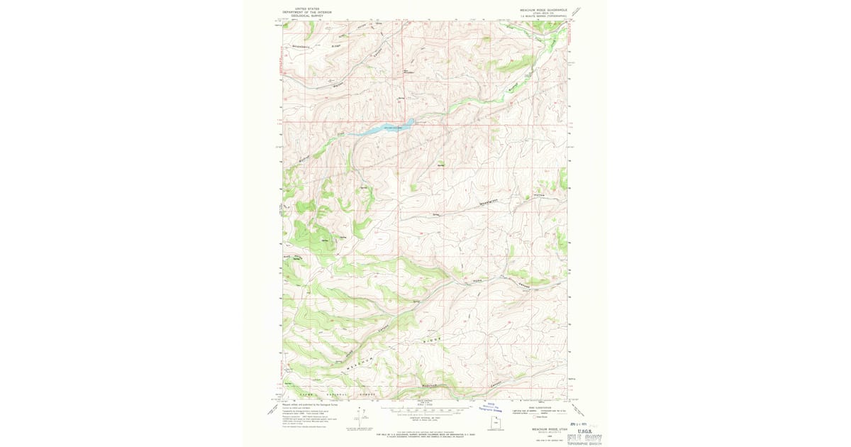 1968 Map of Meachum Ridge, Rich County, UT — High-Res | Pastmaps