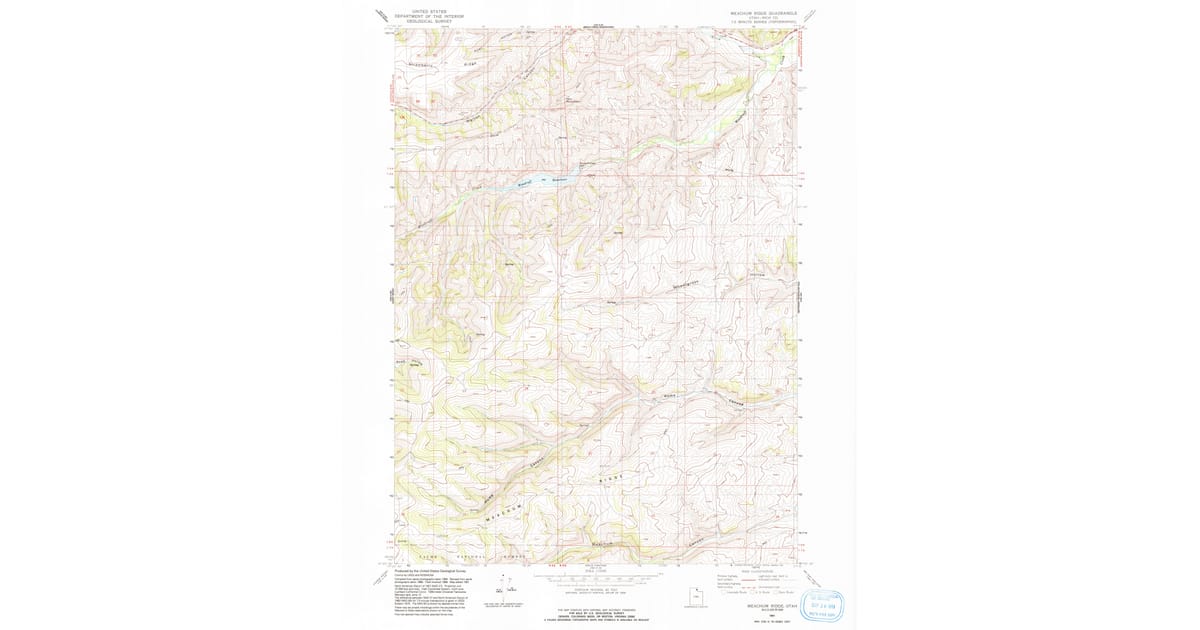 1991 Map of Meachum Ridge, Rich County, UT — High-Res | Pastmaps