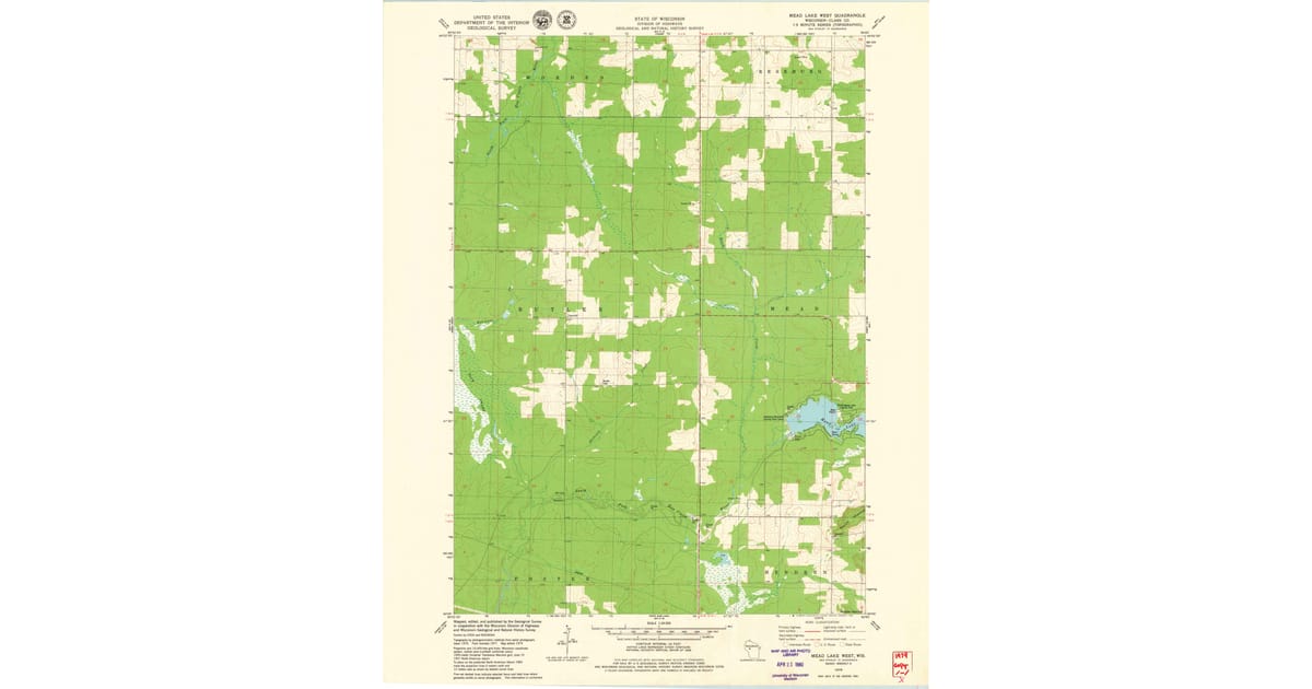 1979 Map of Mead Lake West, Clark County, WI — High-Res | Pastmaps
