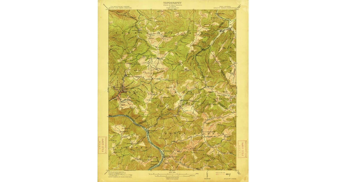 1915 Map of Meadow Creek, Fayette County, WV — High-Res | Pastmaps