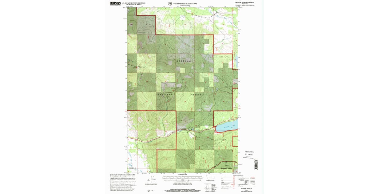 1997 Map of Meadow Peak, Flathead County, MT — High-Res | Pastmaps