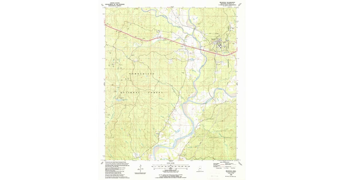 1988 Map of Meadville, MS — High-Res | Pastmaps
