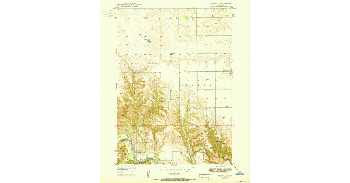 1950 Map of Meadville, Keya Paha County, NE — High-Res | Pastmaps