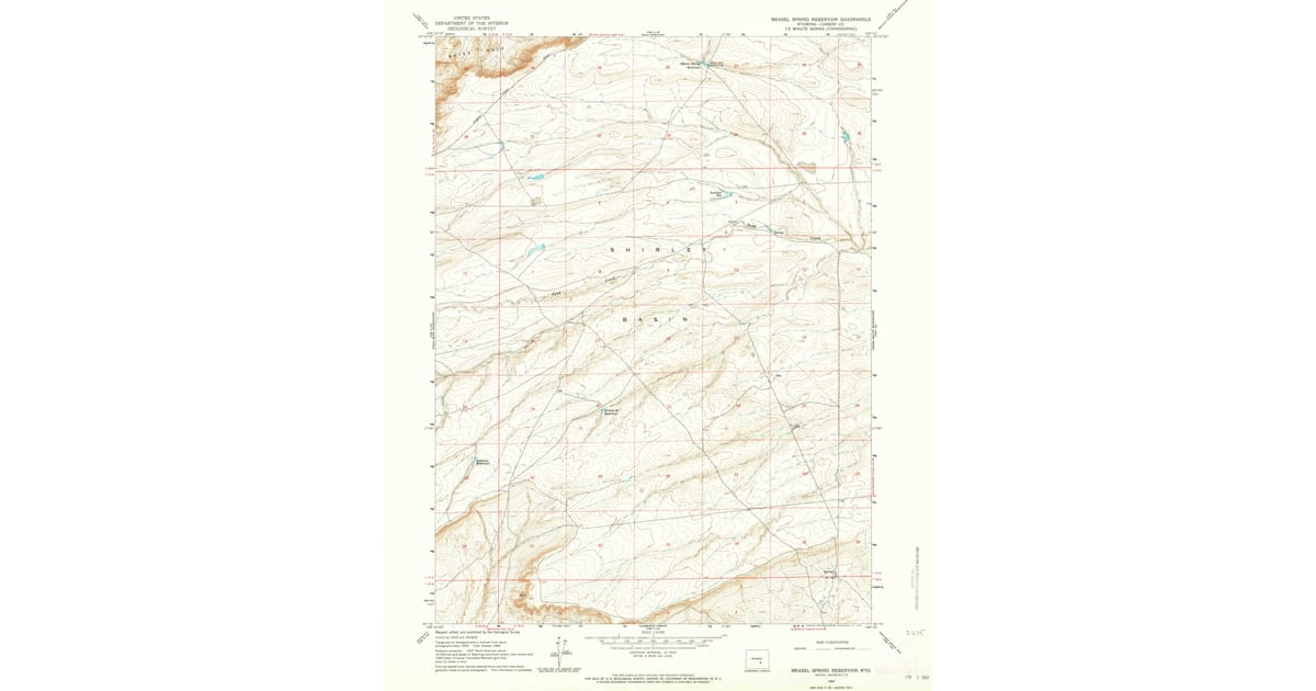 1960 Map of Measel Spring Reservoir, Carbon County, WY — High-Res ...