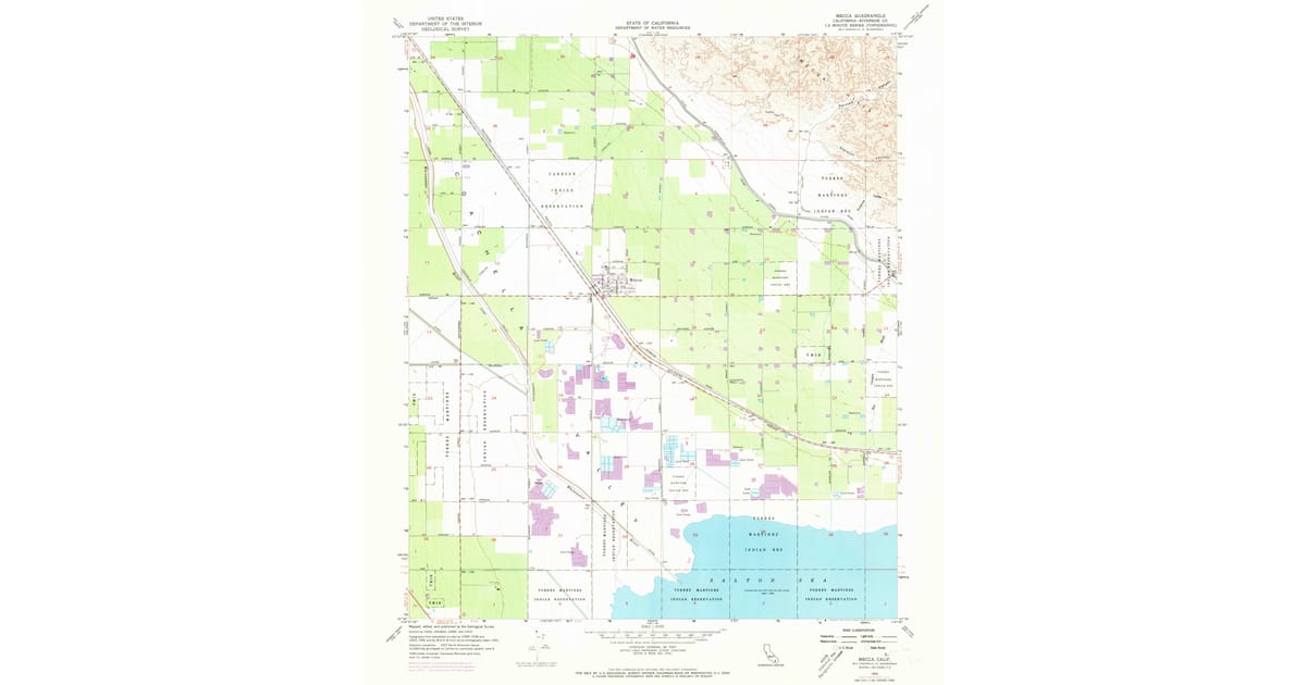 1955 Map of Mecca, CA — High-Res, 1973 Print | Pastmaps