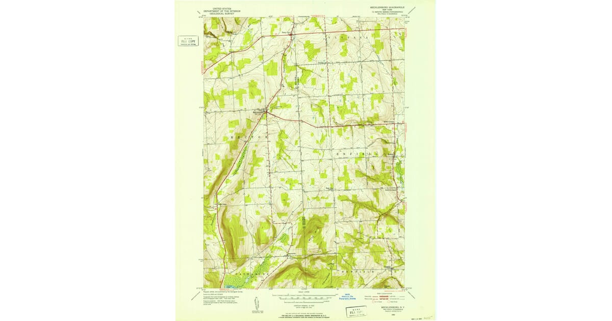 1950 Map of Mecklenburg, Tompkins County, NY — High-Res | Pastmaps