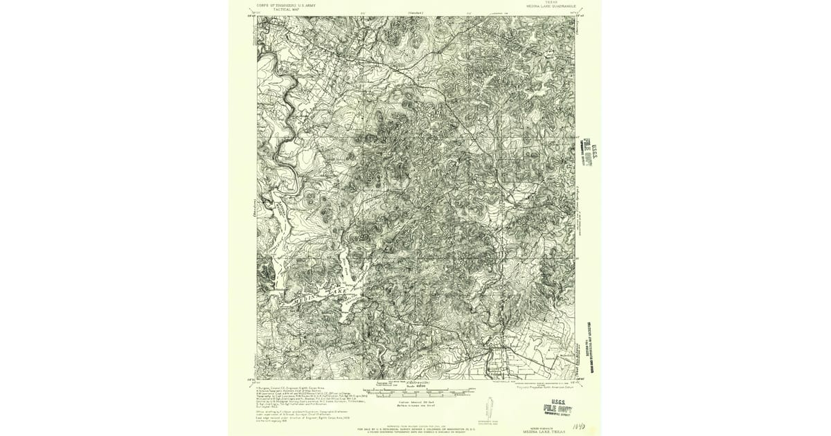 1956 Map of Medina Lake, Bandera County, TX — High-Res | Pastmaps