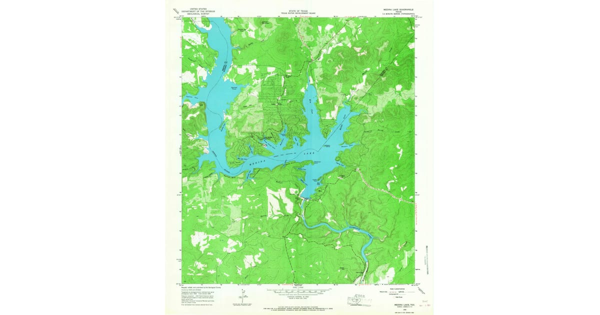 1964 Map of Medina Lake, Medina County, TX — High-Res | Pastmaps