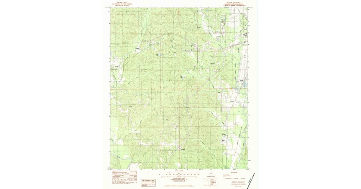 1982 Map of Meehan, Lauderdale County, MS — High-Res | Pastmaps