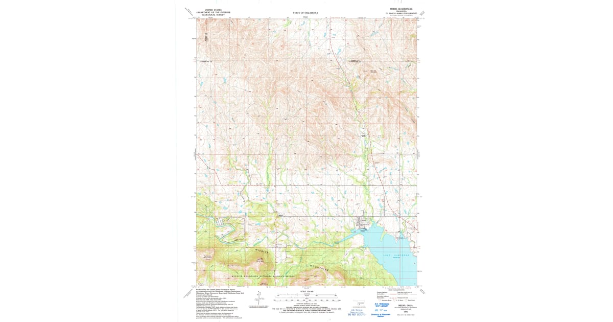 1991 Map of Meers, Comanche County, OK — High-Res | Pastmaps