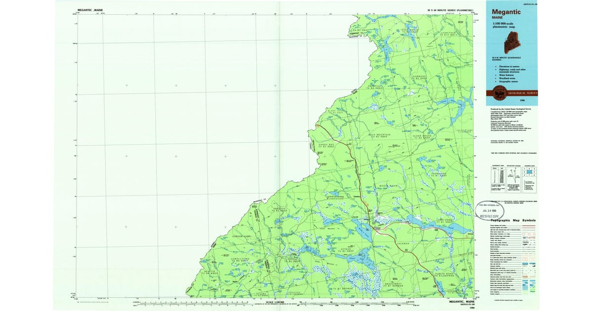 1986 Map of Megantic, Somerset County, ME — High-Res | Pastmaps