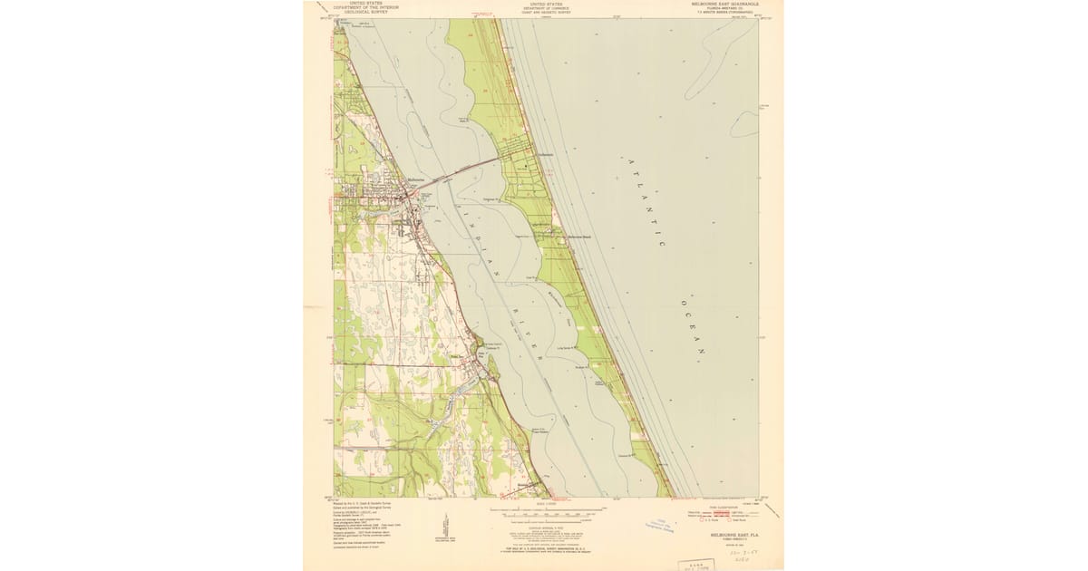 1951 Map of Melbourne East, Brevard County, FL — High-Res | Pastmaps