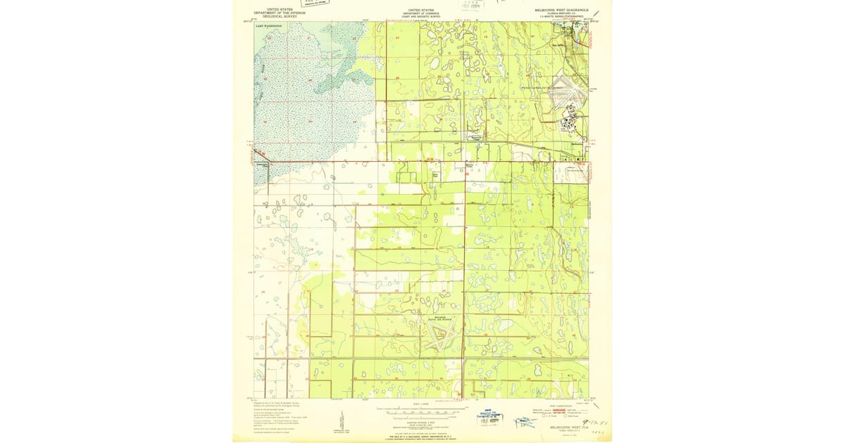 1951 Map of Melbourne West, Brevard County, FL — High-Res | Pastmaps