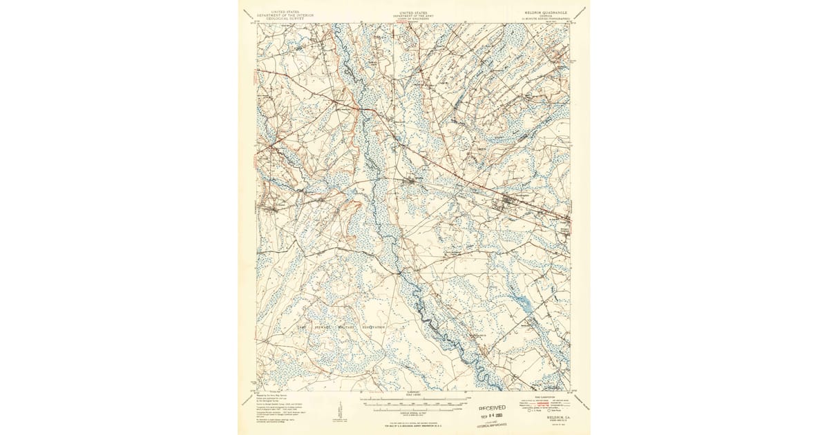 1950 Map of Meldrim, Bryan County, GA — High-Res, 1950 Print #2 | Pastmaps
