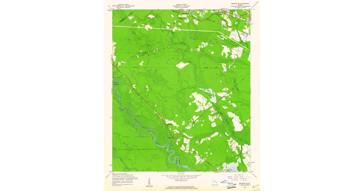 1958 Map of Meldrim SE, Chatham County, GA — High-Res | Pastmaps