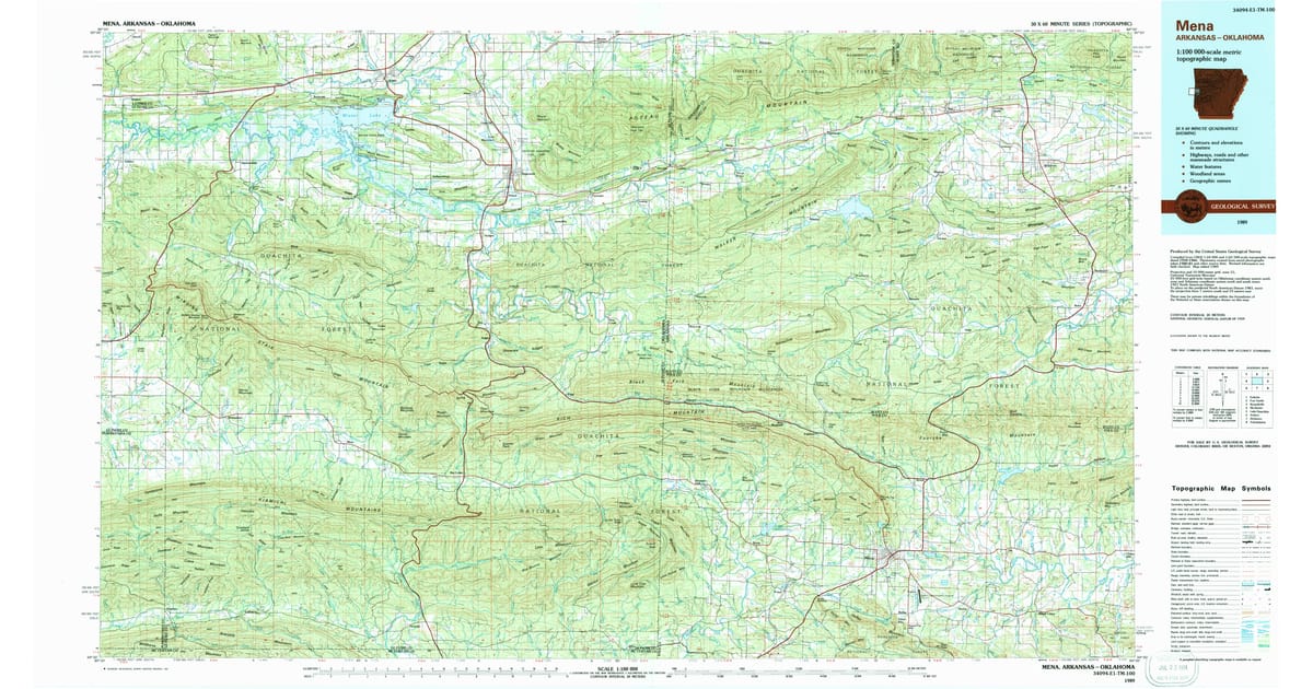 1989 Map of Mena, AR — High-Res | Pastmaps