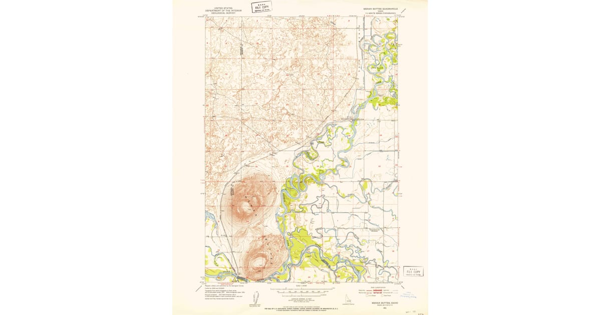 1951 Map of Menan Buttes, Madison County, ID — High-Res | Pastmaps