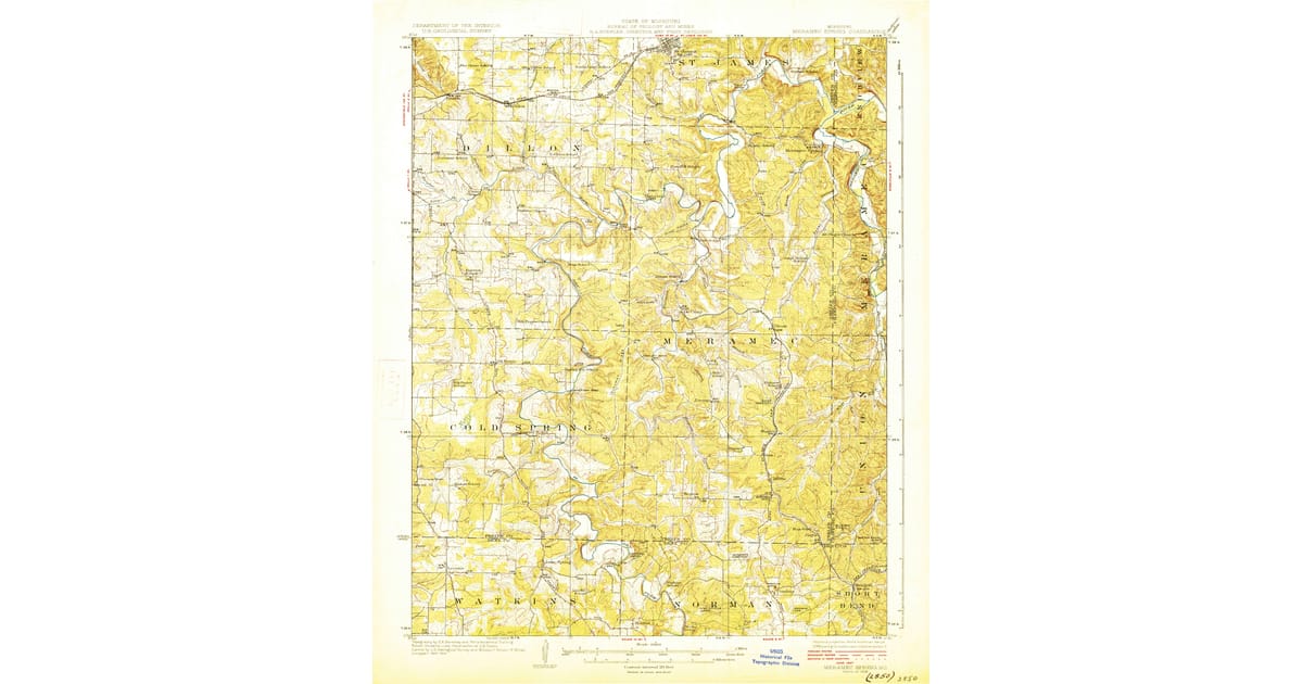 1928 Map of Meramec Spring, Phelps County, MO — High-Res | Pastmaps