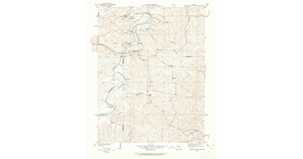 1934 Map of Meramec State Park, Washington County, MO — High-Res | Pastmaps