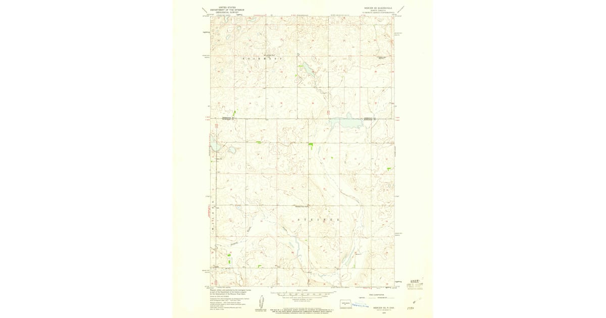 1959 Map of Mercer SE, Burleigh County, ND — High-Res | Pastmaps