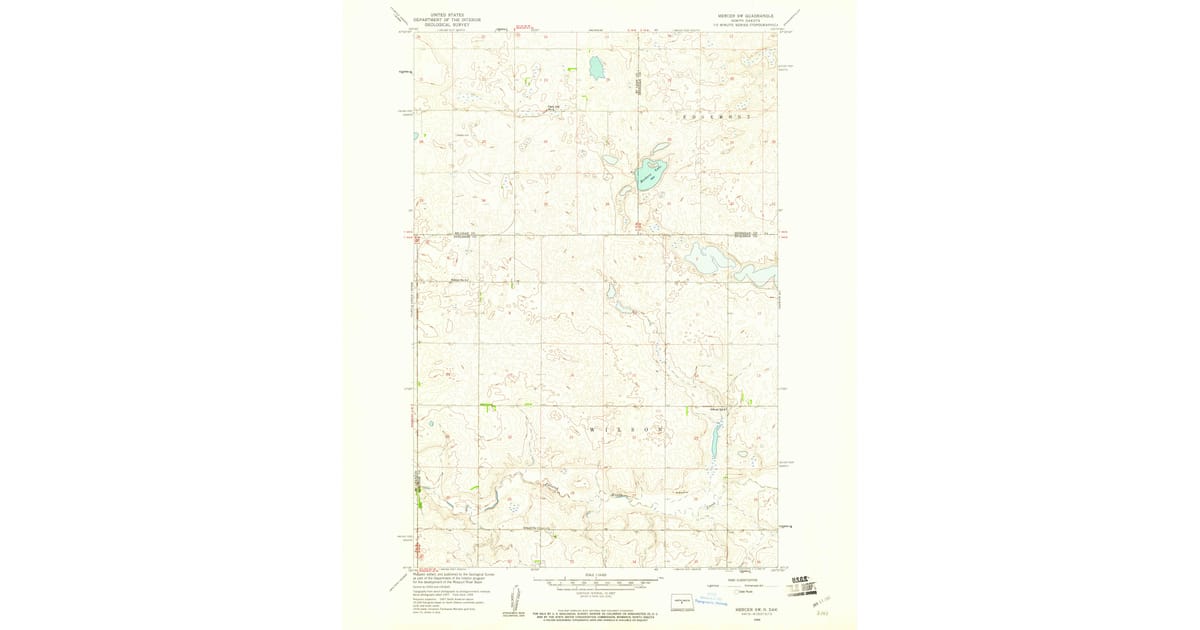 1959 Map of Mercer SW, Burleigh County, ND — High-Res | Pastmaps