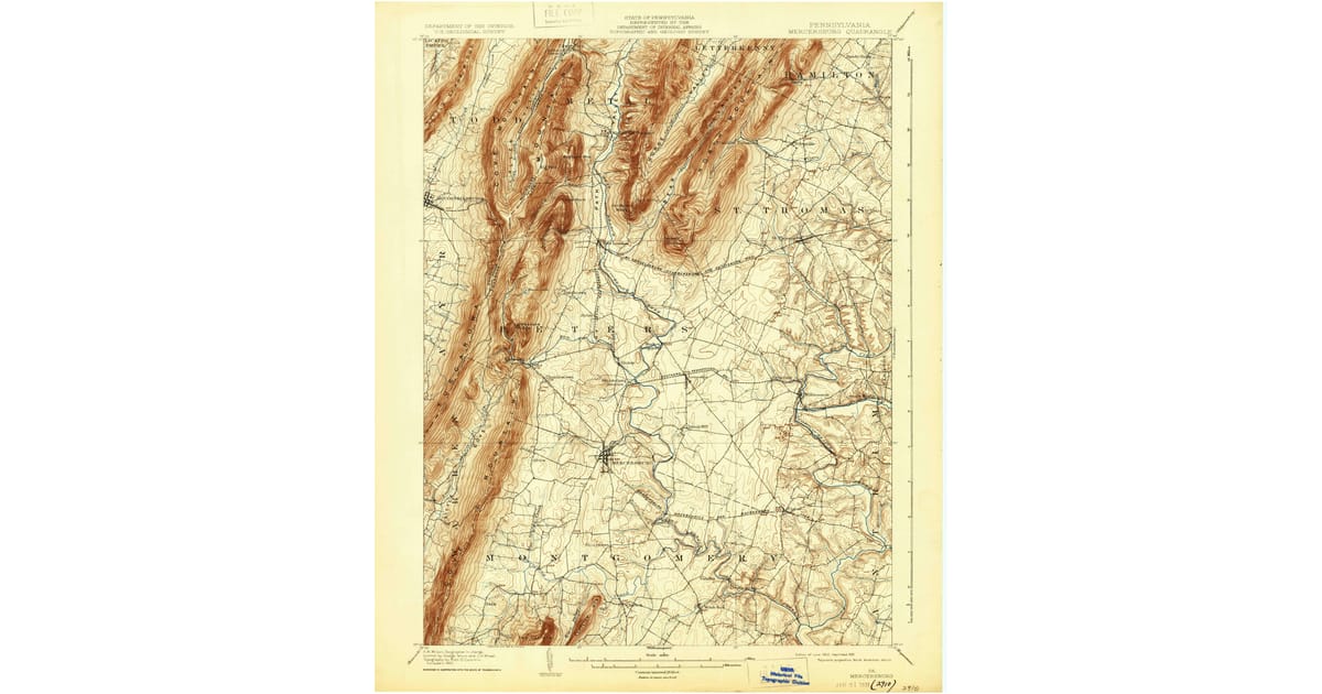 1902 Map of Mercersburg, PA — High-Res, 1931 Print | Pastmaps