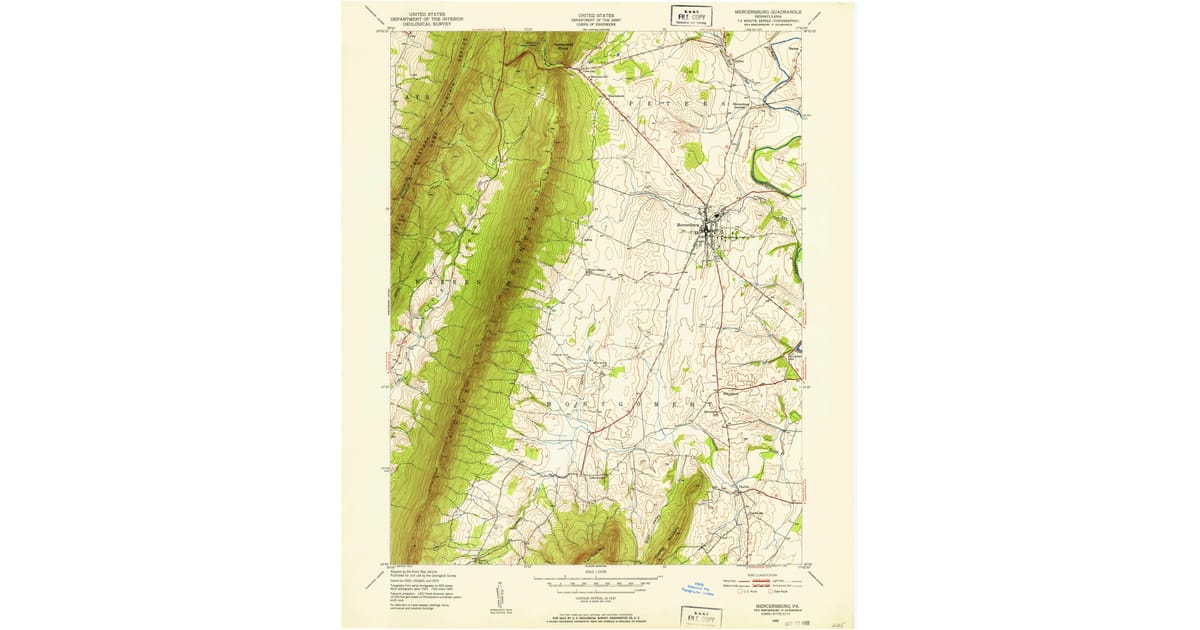 1943 Map of Mercersburg, PA — High-Res | Pastmaps
