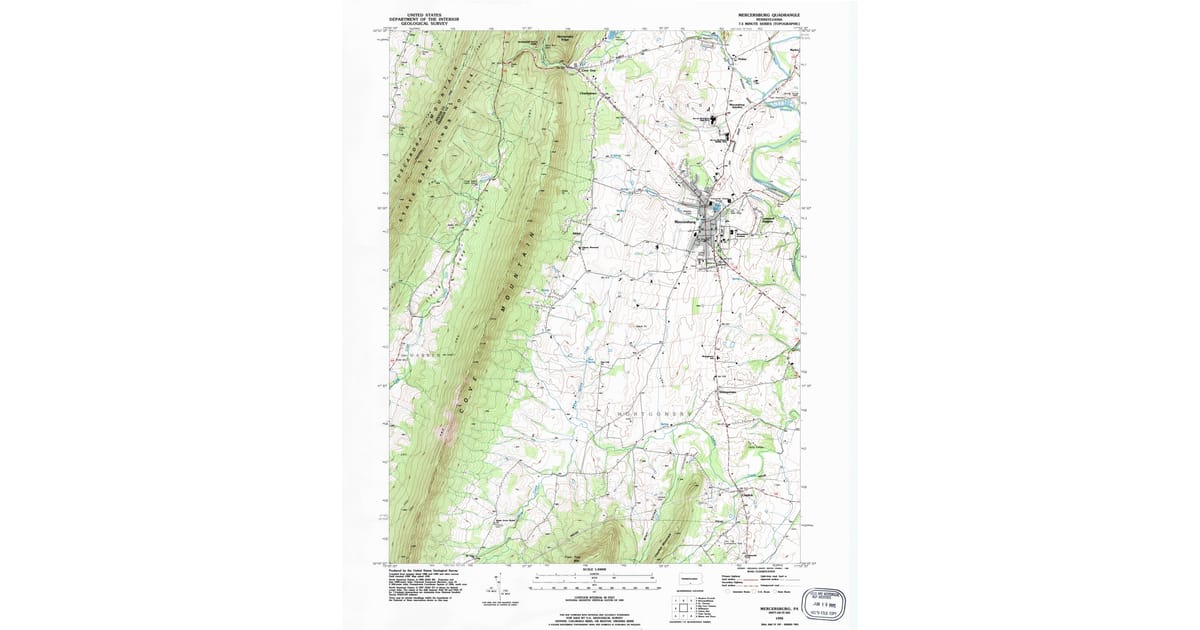 1990 Map of Mercersburg, PA — High-Res | Pastmaps