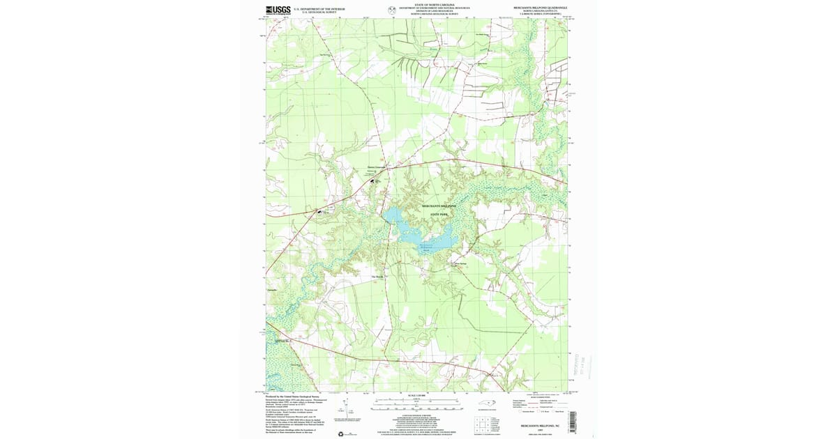 1997 Map of Merchants Millpond, Gates County, NC — High-Res | Pastmaps