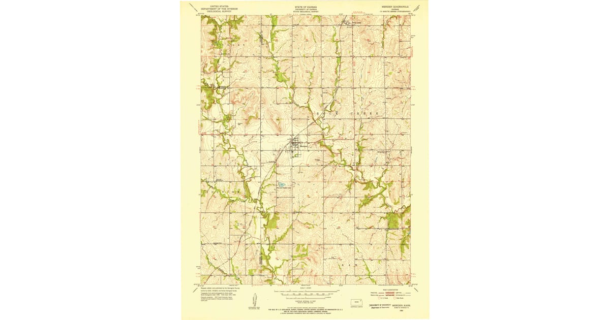 1952 Map of Meriden, KS — High-Res | Pastmaps